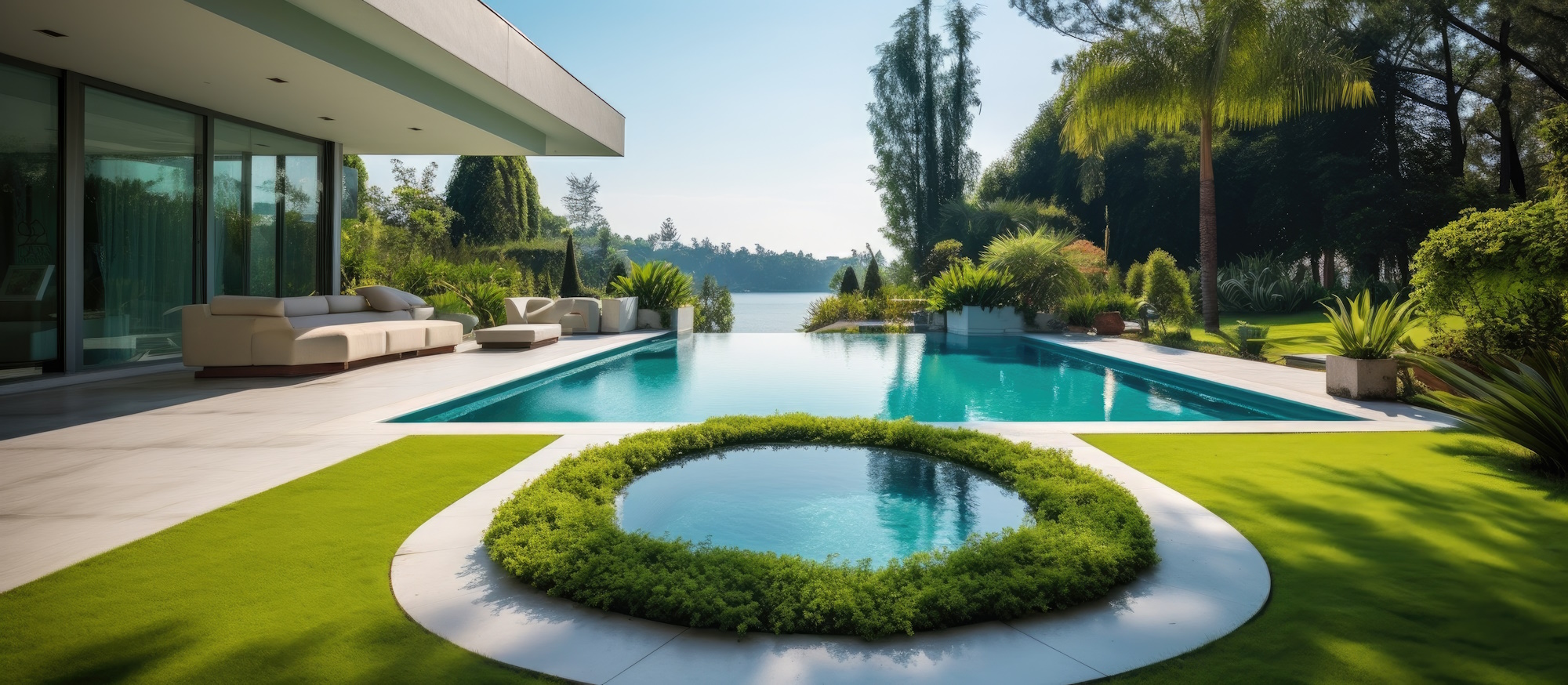 Comment végétaliser sa piscine ? - Blog TGS Gazon Synthétique